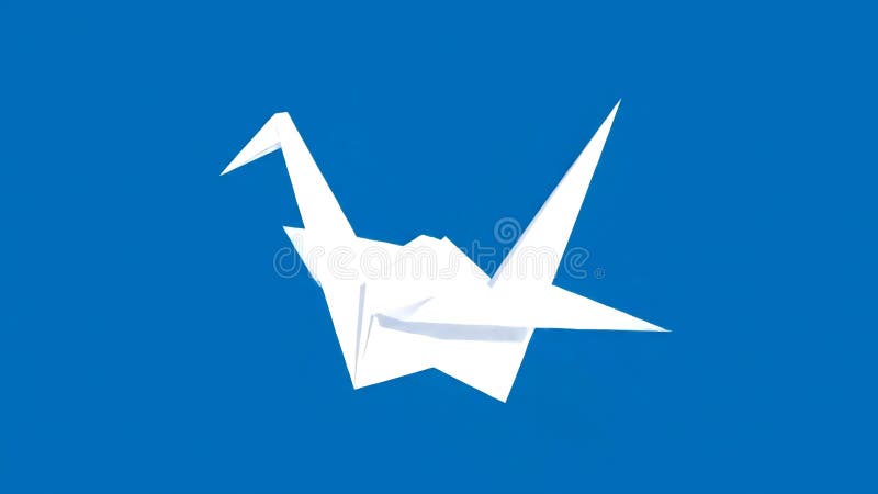 Minimalist Animation of a White Paper Origami Crane Flapping Its Wings ...