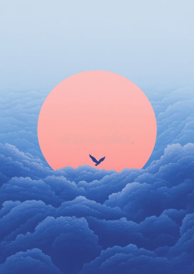 Minimalist Anime Pastel Serene Horizon Stock Illustration ...