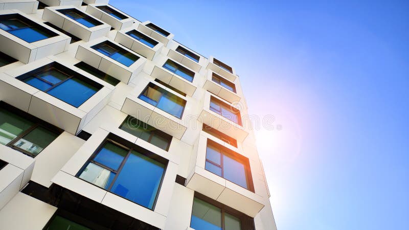 The Facade of the New Apartment Building Shaped Like Cubes. Stock Photo ...