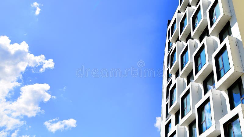 The Facade of the New Apartment Building Shaped Like Cubes. Stock Photo ...
