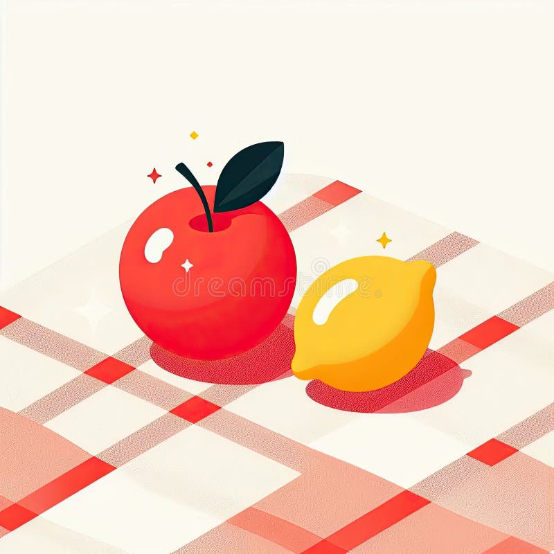 Minimalist Apple and Lemon stock illustration. Illustration of stylish ...