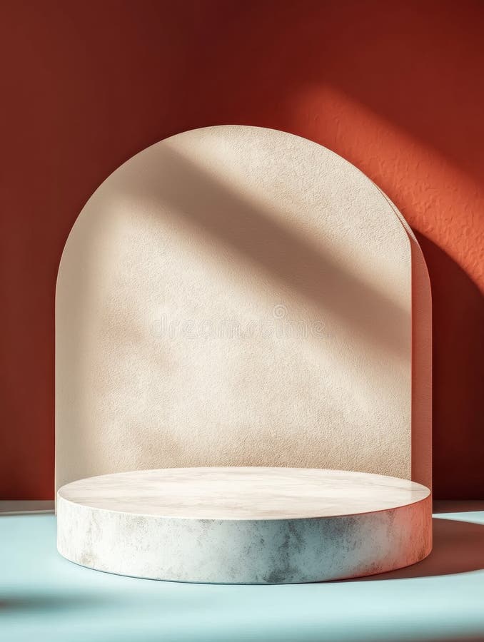 Minimalist Arch Display with Shadow and Textured Surface Against ...