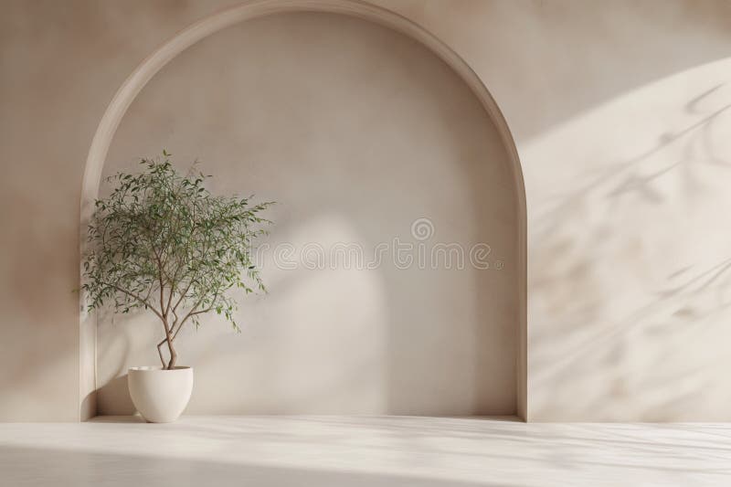 Minimalist Arched Architecture in Earth Tones Stock Illustration ...