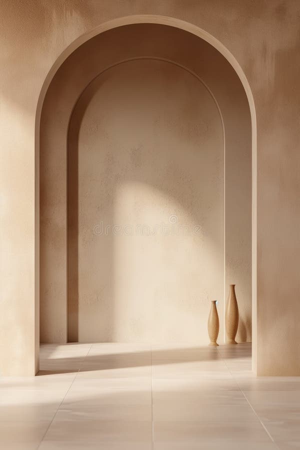 Minimalist Arched Architecture in Earth Tones Stock Image - Image of ...