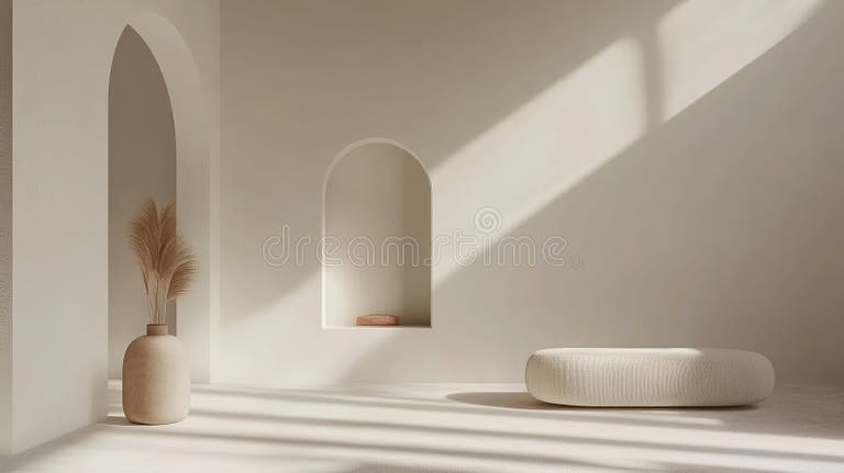 Minimalist Arched Room Sunlight Interior Design Mockup Stock Image ...