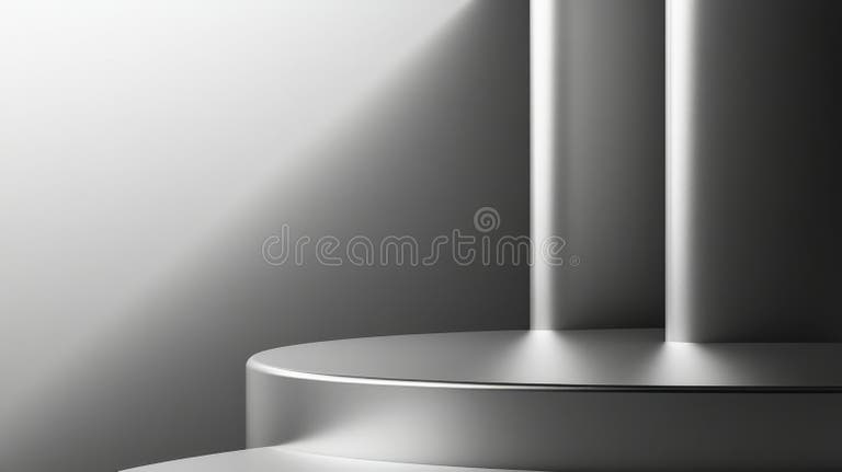 Minimalist Architectural Column and Steps with Modern Geometric Shapes ...