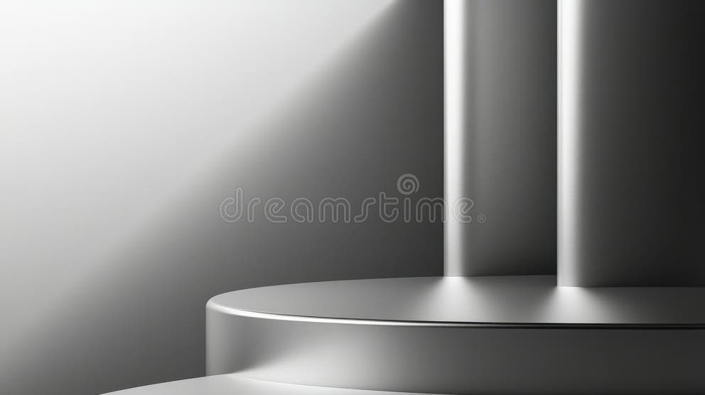 Minimalist Architectural Column and Steps with Modern Geometric Shapes ...