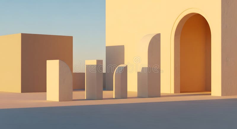 Minimalist Architectural Composition with Arches and Geometric Shapes ...