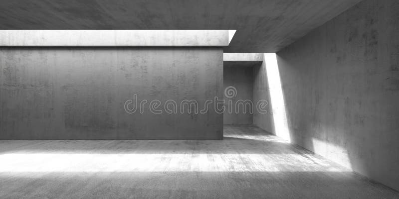 Minimalist Architectural Concrete Space with Light and Shadow Play. 3d Render Stock Illustration ...
