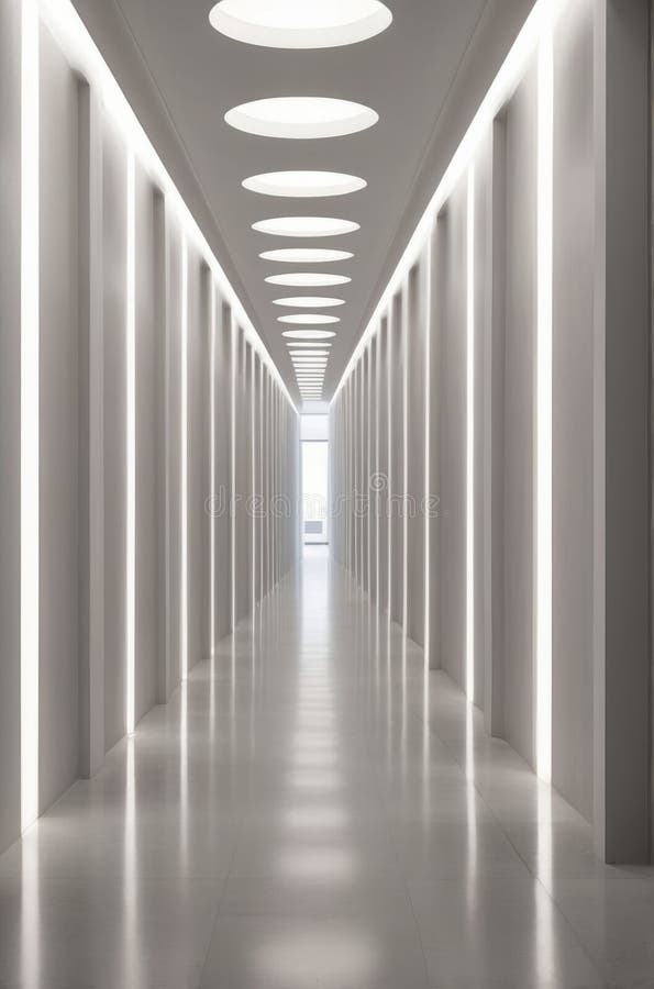 Minimalist Architectural Corridor with Chiaroscuro Lighting and ...