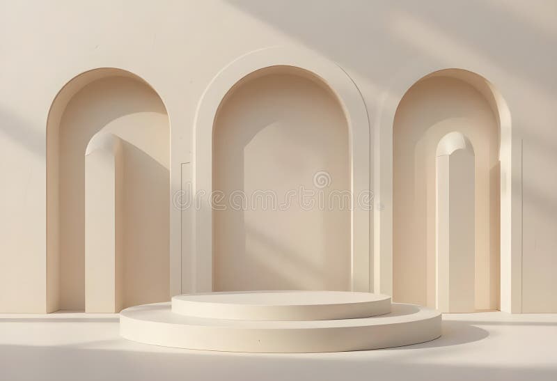 "Minimalist Architectural Design with Cream-Colored Arched Niches and ...