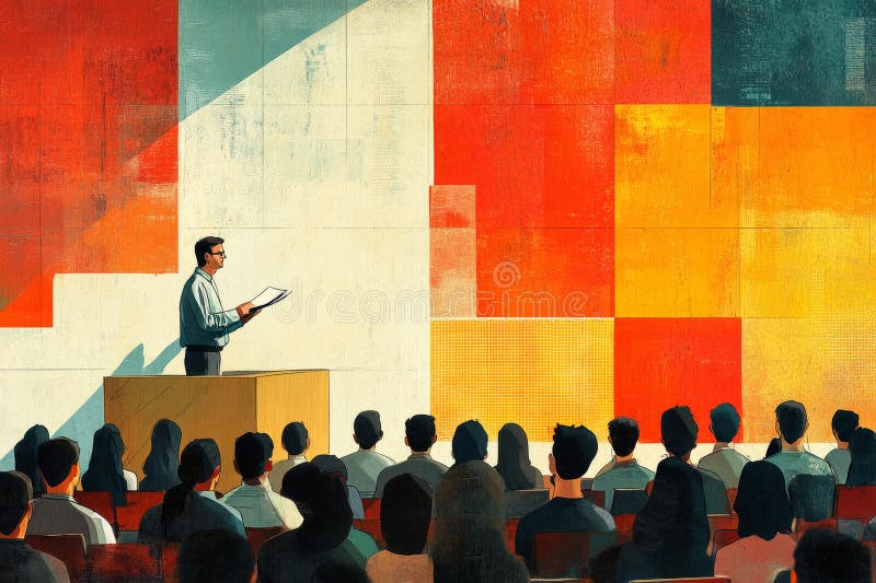 A Minimalist Architectural Illustration of a University Lecture Hall ...