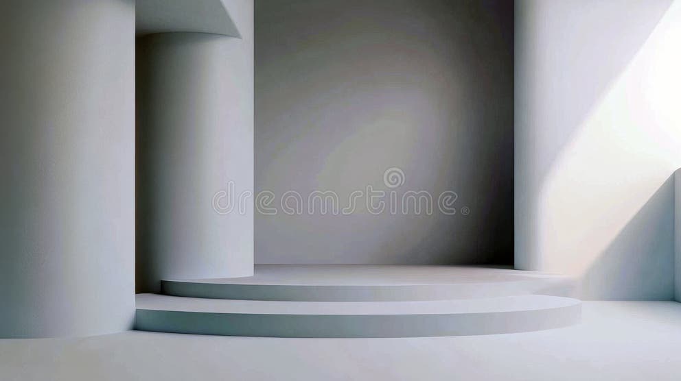 Minimalist Architectural Interior with Curved Columns and Geometric ...