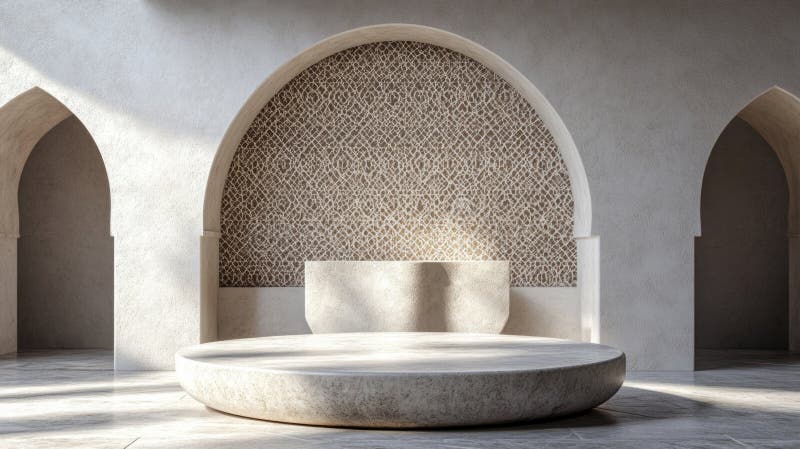 Minimalist Architectural Interior Design with Stone Display Platform ...