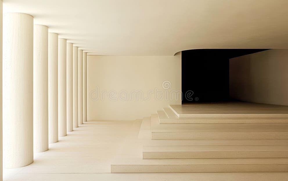 Minimalist Architectural Interior Featuring Smooth Columns and ...