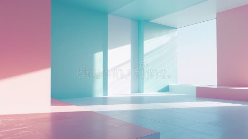 Minimalist Architectural Interior with Pastel-colored Shadows and ...