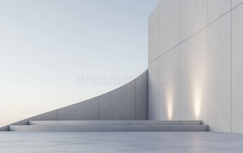 Minimalist Architectural Render Curved Walls and Textured Surfaces ...