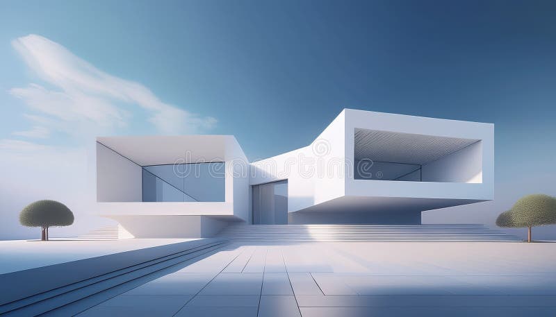 Architectural Rendering of a Modern Building in a Simple and Clean ...