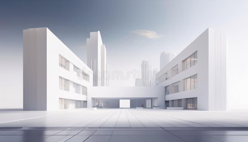 Architectural Rendering of a Modern Building in a Simple and Clean ...