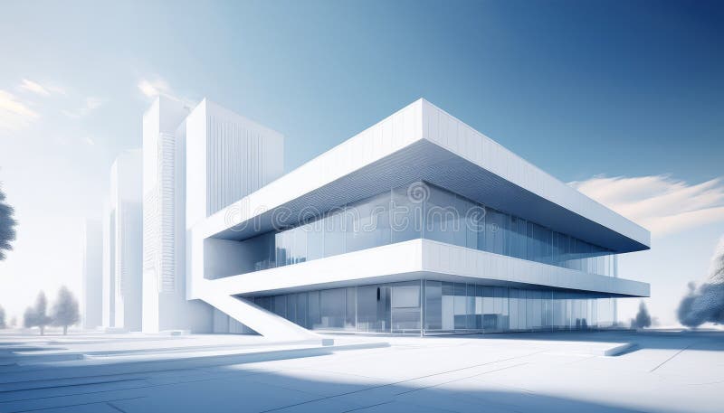 Architectural Rendering of a Modern Building in a Simple and Clean ...