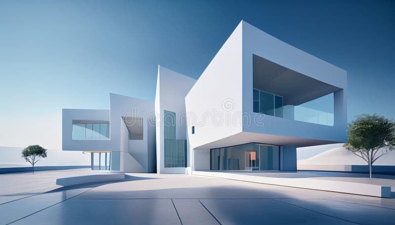 Architectural Rendering of a Modern Building in a Simple and Clean ...