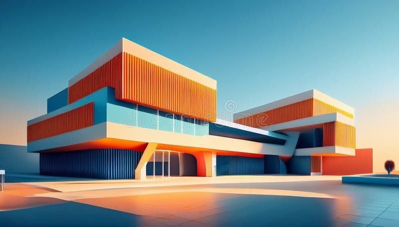 Architectural Rendering of a Modern Building in a Simple and Clean ...