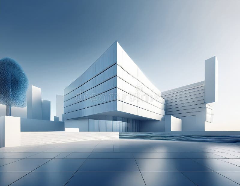 Architectural Rendering of a Modern Building in a Simple and Clean ...
