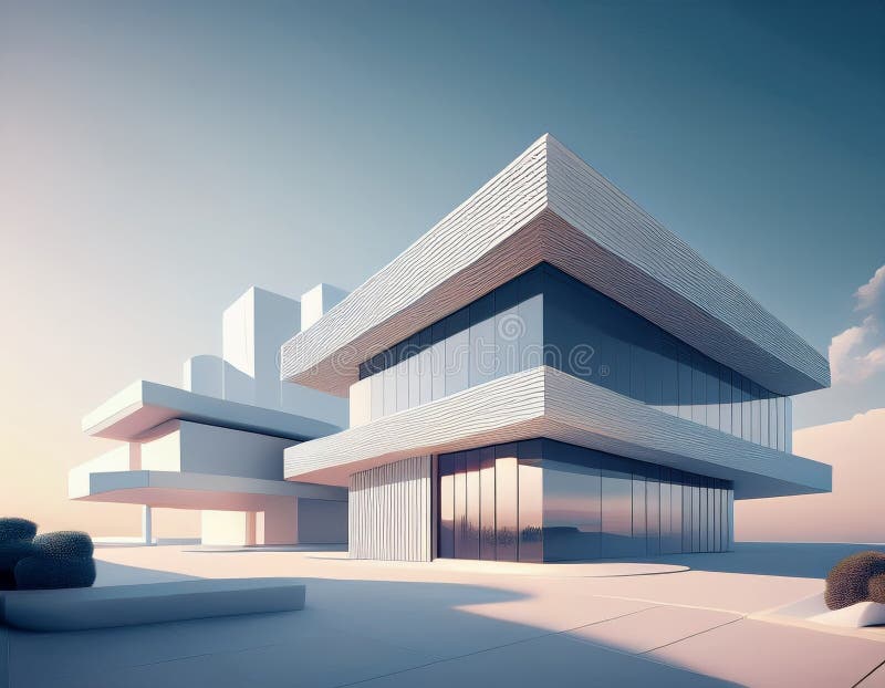 Architectural Rendering of a Modern Building in a Simple and Clean ...