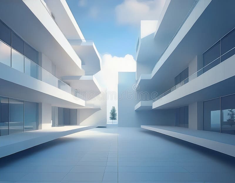 Architectural Rendering of a Modern Building in a Simple and Clean ...