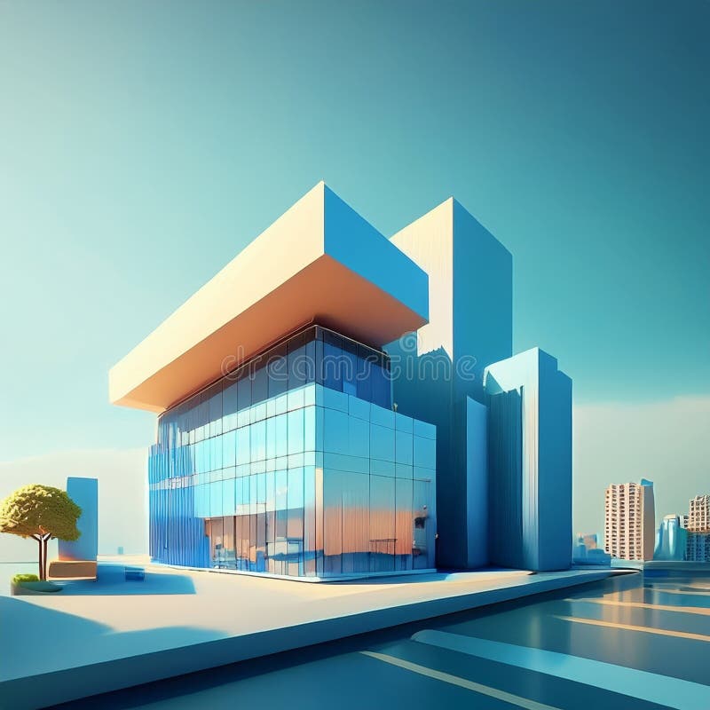 Architectural Rendering of a Modern Building in a Simple and Clean ...