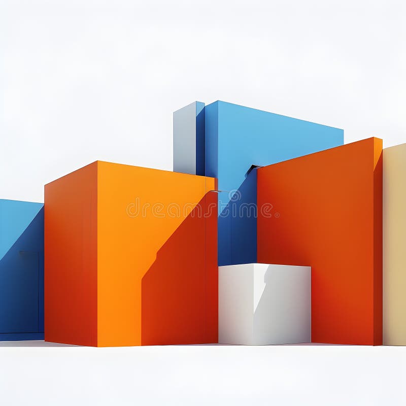 Minimalist Architectural Rendering of Modern Buildings in Simple and ...