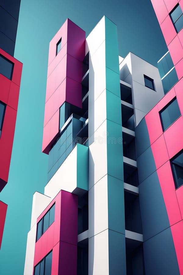 Minimalist Architectural Rendering of Modern Buildings in Simple and ...