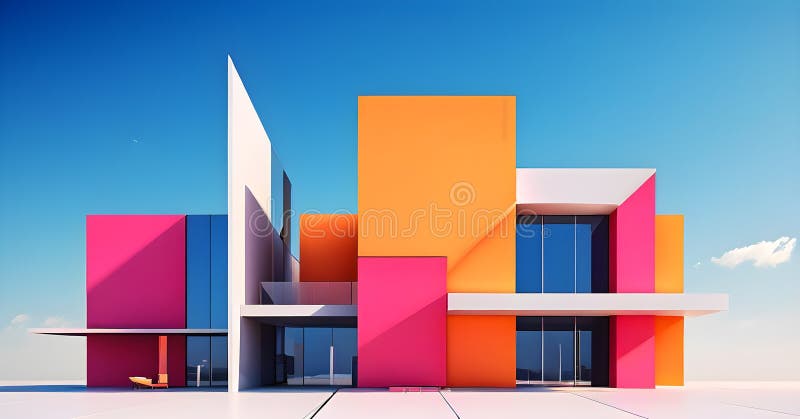 Minimalist Architectural Rendering of Modern Buildings in Simple and ...