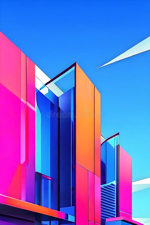 Minimalist Architectural Rendering of Modern Buildings in Simple and ...