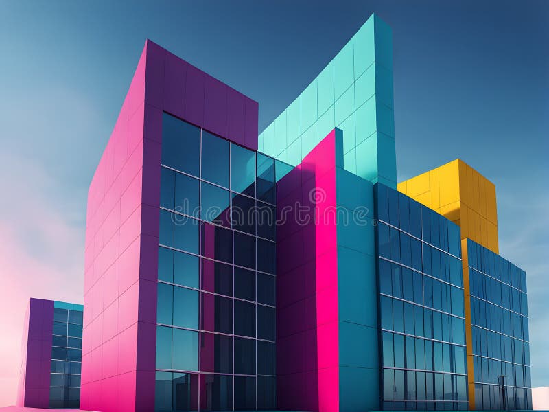 Minimalist Architectural Rendering of Modern Buildings in Simple and ...