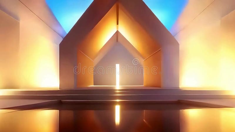 A Minimalist Architectural Scene with Clean Lines, Sharp Angles, and a ...
