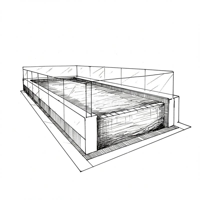 A Minimalist Architectural Sketch Depicting a Rectangular Swimming Pool ...