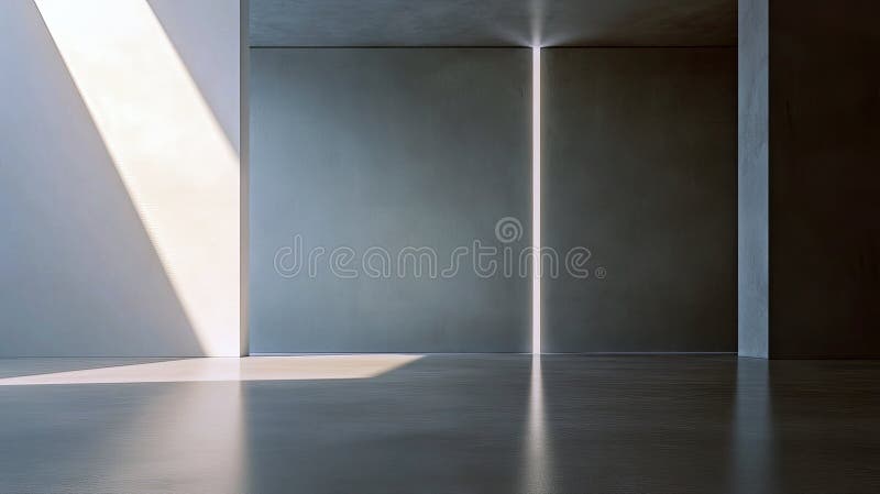 Minimalist Architectural Space with Dramatic Sunlight and Shadow Play ...