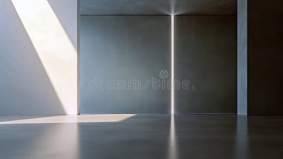 Minimalist Architectural Space with Dramatic Sunlight and Shadow Play ...