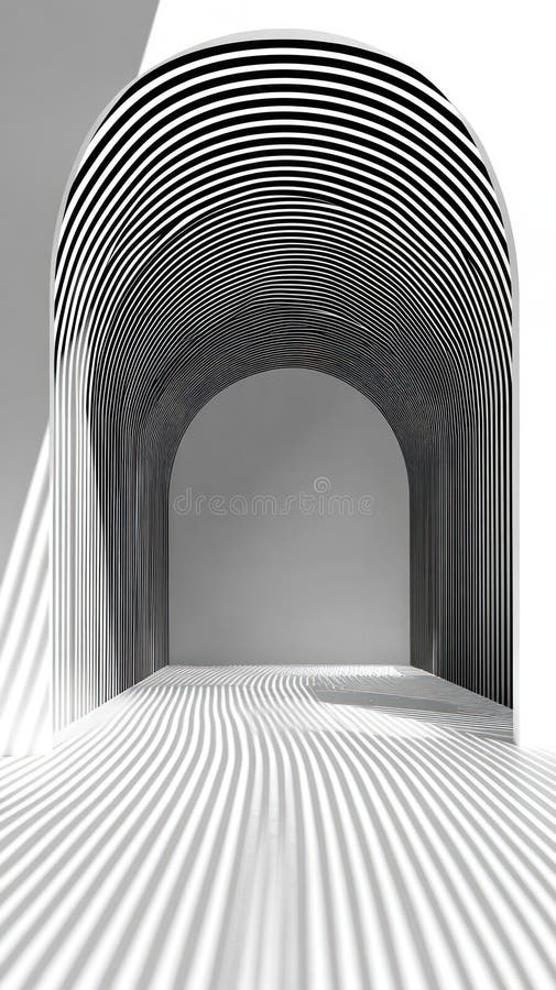 A Minimalist Architectural Space Featuring Curved Lines and Shadows ...