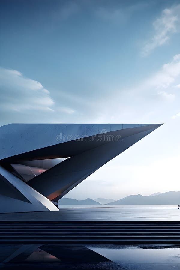 Minimalist Architecture in 3d Render Against Surreal Backdrop Stock ...