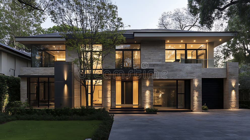 Minimalist Architecture of a High-End Luxury Residence. Stock Image ...