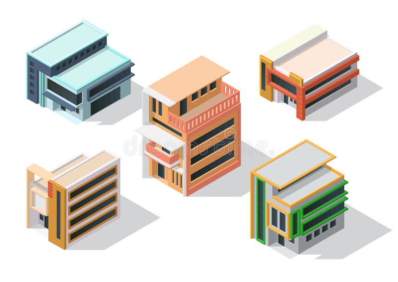 Minimalist Architecture House Set Stock Vector - Illustration of ...