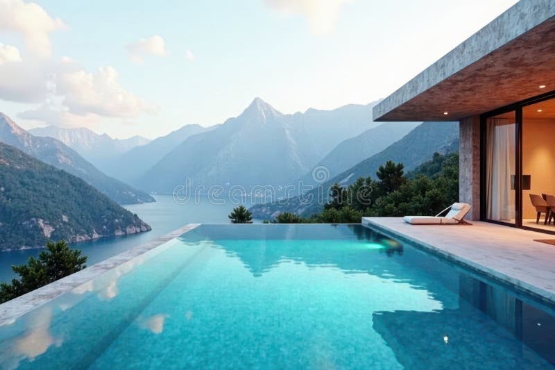 Minimalist Architecture, Infinity Pool Overlooking Mountains , View ...