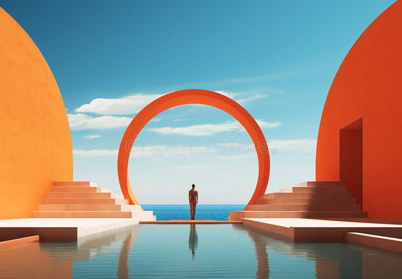 Minimalist Architecture in Liminal Space. Escapism Concept Stock ...