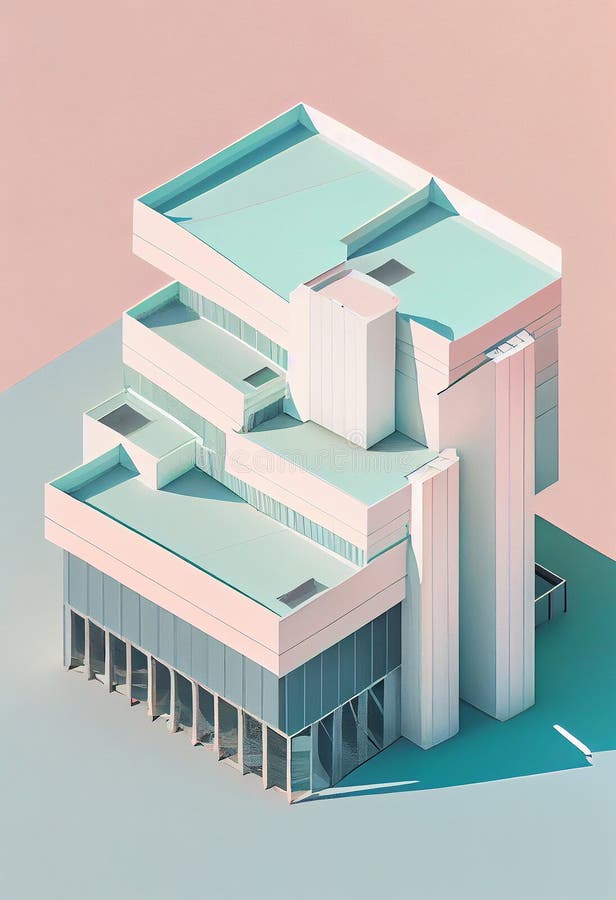 Minimalist Architecture and Pastel Colors Stock Illustration ...