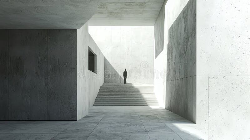 Minimalist Architecture with Person Standing in Empty Space Stock ...