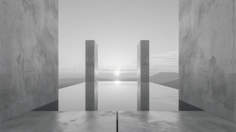 Minimalist Architecture Photograph Featuring Symmetrical Concrete ...