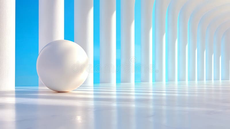 Minimalist Architecture with Sphere Modern White Design and Light Stock ...