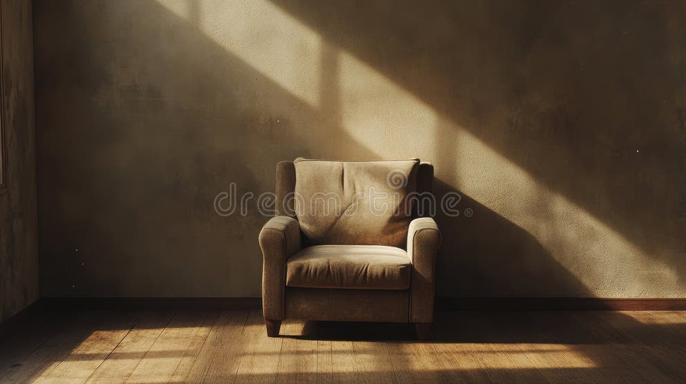 Minimalist Armchair in Sunlight with Dramatic Shadows Stock Photo ...